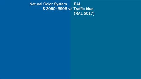 Natural Color System S 3060 R90B Vs RAL Traffic Blue RAL 5017 Side By