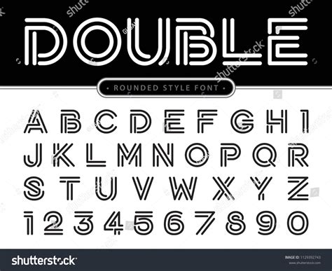 Vector Modern Alphabet Letters Numbers Parallel Stock Vector Royalty