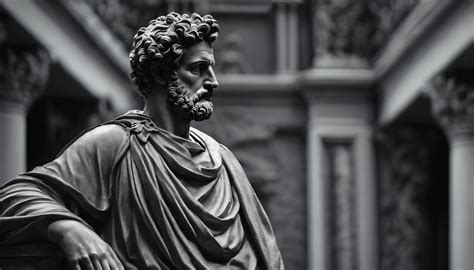A Portrait Statue Of The Stoic Marcus Aurelius In Black And White 4K