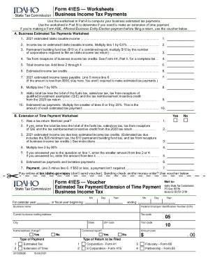 Fillable Online Tax Idaho Form 41ES Estimated Tax Payment Extension Of