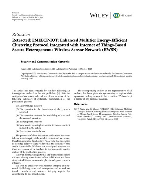 pdf retracted emeecp iot enhanced multitier energy efficient clustering protocol integrated
