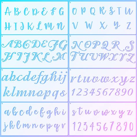 Buy 8 Pieces Calligraphy Letter Number Stencil Reusable Template