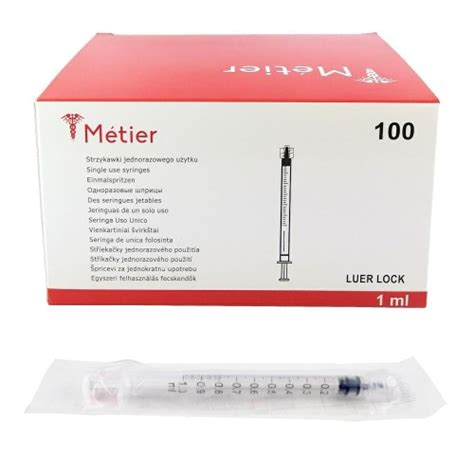 Strzykawki 3 częściowa METIER 1ml LUER LOCK 100 szt MEDIMALL PL