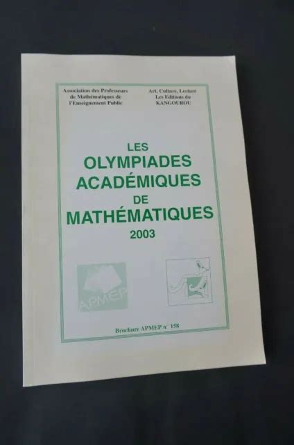 Les Olympiades De Math Matiques Apmep N Eur Picclick Fr
