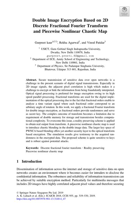 pdf double image encryption based on 2d discrete fractional fourier transform and piecewise