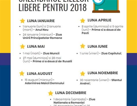 Calendarul Zilelor Libere Pentru Anul 2018 MiraInfo