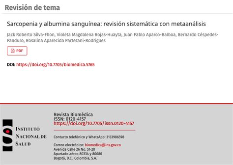 Investigadores NIANP publican articulo en Revista Biomédica del INS