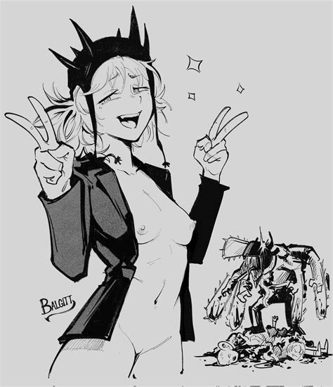 Rule 34 Balgitt Black And White Bottomless Chainsaw Man Demon Demon Girl Earflap Hat Fiend