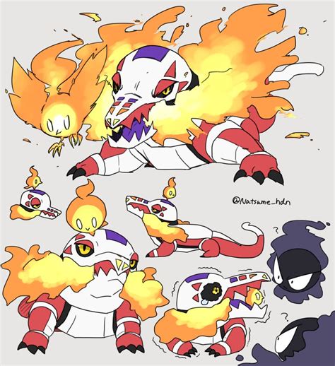 Gastly Skeledirge And Fire Bird Pokemon Drawn By Hidane Natsume