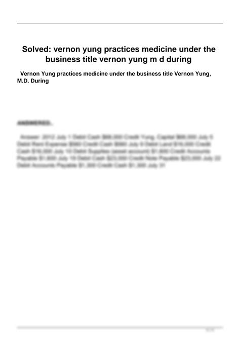 SOLUTION Solved Vernon Yung Practices Medicine Under The Business