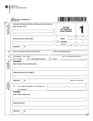 Ausfüllbar Online intranet tuhh Antrag auf Erteilung eines Patents