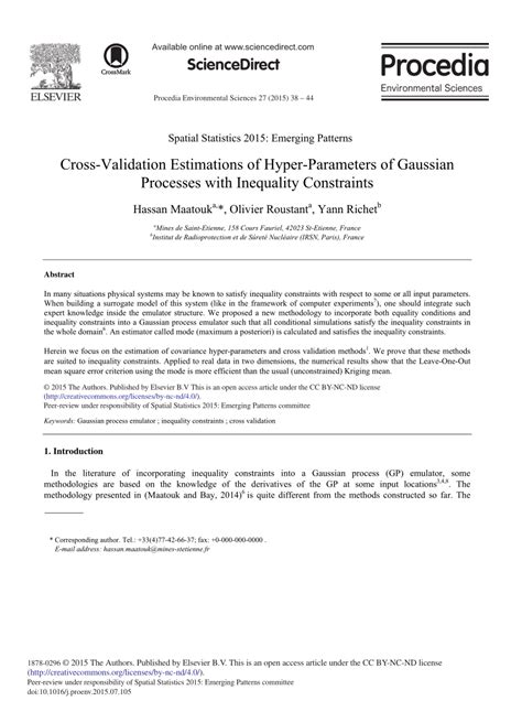pdf cross validation estimations of hyper parameters of gaussian processes with inequality