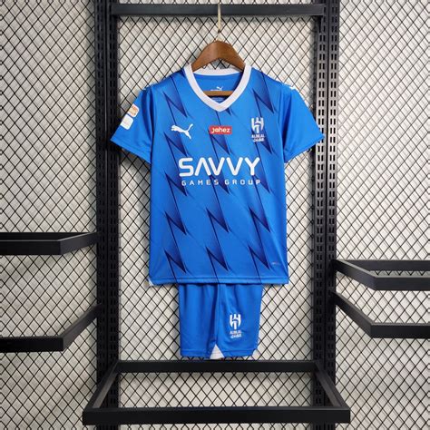 Novo 23 24 Infantil Kit Camisa De Time Al Hilal Azul Camisa De Futebol