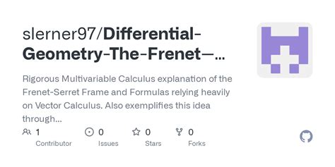 github slerner97 differential geometry the frenet serret frame and formulas rigorous