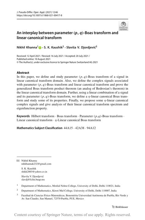 an interplay between parameter p q boas transform and linear canonical transform request pdf