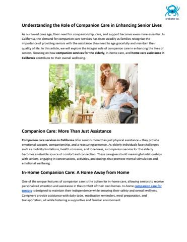 Understanding The Role Of Companion Care In Enhancing Senior Lives