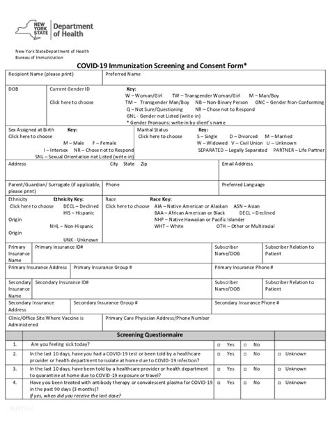 Covid 19 Immunization Screening And Consent Form 5 11 Fill Out Sign