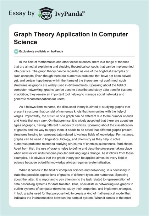 graph theory application in computer science 1111 words essay example