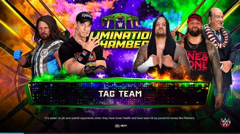 WWE 2K23 John Cena Aj Styles VS Solo Sikoa Jimmy Uso Tag Team