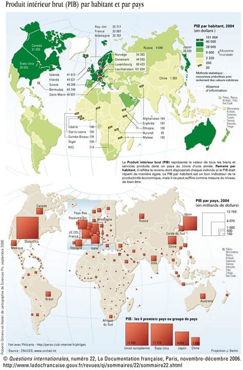 Produit intérieur brut par habitant et par pays 2004