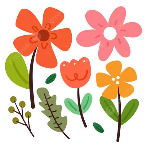Lindo Juego De Pegatinas De Dibujo Floral Vector PNG Floral Flor