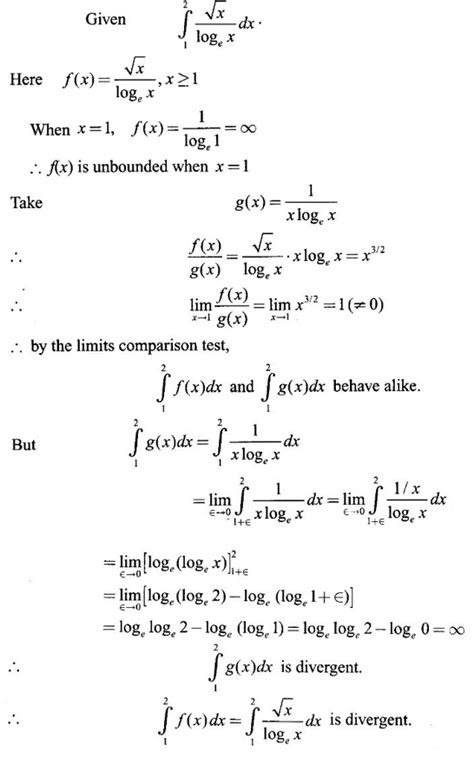 improper integrals theorem worked examples exercise with answers integral calculus