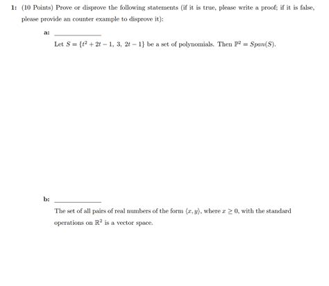 Solved 1 10 Points Prove Or Disprove The Following Chegg
