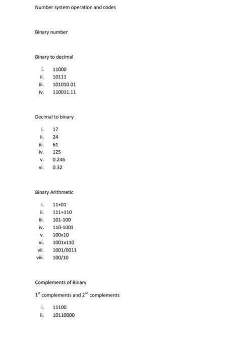 solved number system operation and codes binary number