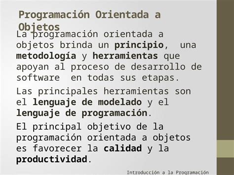 ppt la programación orientada a objetos brinda un principio una metodología y herramientas