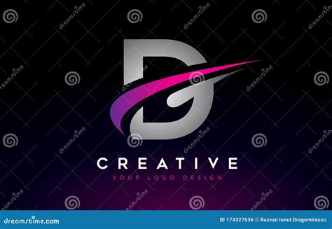 Creative D Letter Logo Design With Swoosh Icon Vector Stock Vector