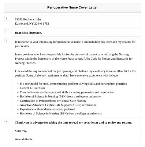 Perioperative Nurse Cover Letter Velvet Jobs