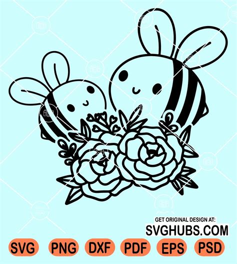 Floral Bee Svg
