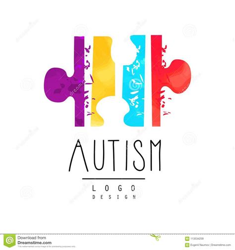 Ljus färgad Logo Med Symbol Av Autism Vektoremblem Med Pusslet Genetisk