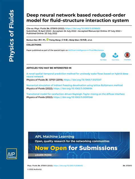 pdf deep neural network based reduced order model for fluid structure interaction system