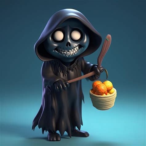 Premium AI Image Funny Grim Reaper Cartoon Character