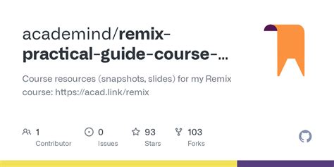 Github Academind Remix Practical Guide Course Resources Course