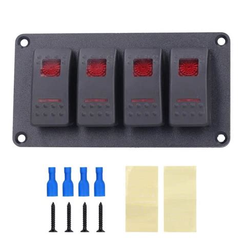 FRA Panneau de Commutateur à Bascule à 4 Gangs LED Protection de