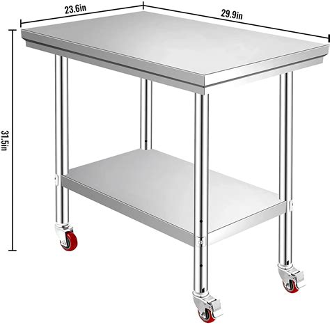 Mophorn Stainless Steel Work Table With Wheels 24 X 30 Prep Table With