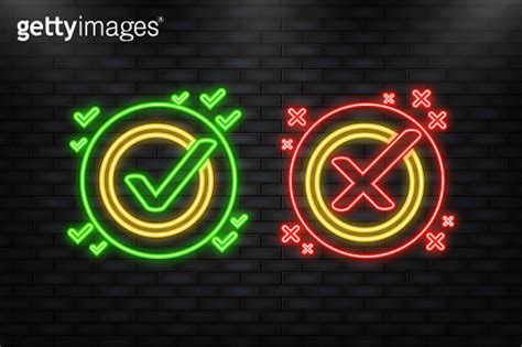 Neon Icon Check Marks Ui Button With Dos And Donts Flat Simple Style