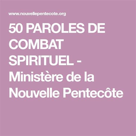 50 PAROLES DE COMBAT SPIRITUEL Ministère de la Nouvelle Pentecôte