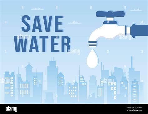 Water Saving Templates Hand Drawn Flat Cartoon Illustration For Mineral