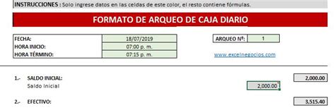 Plantilla Formato En Excel Para Arqueo De Caja Diario ESTUDIO REYES
