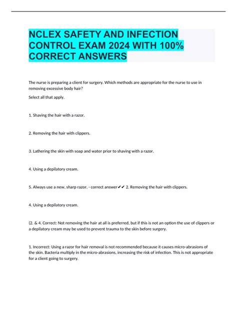 NCLEX SAFETY AND INFECTION CONTROL EXAM 2024 WITH 100 CORRECT ANSWERS