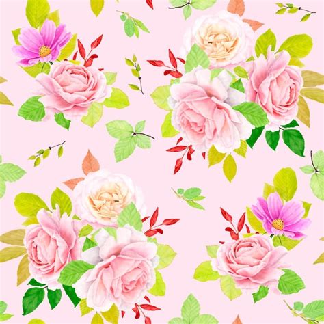 Rosas florais elegante padrão sem costura de cor suave Vetor Grátis
