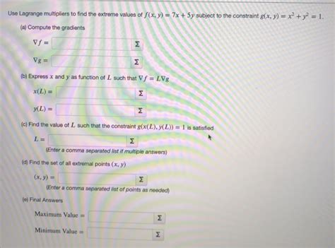 Solved Use Lagrange Multipliers To Find The Extreme Values Chegg