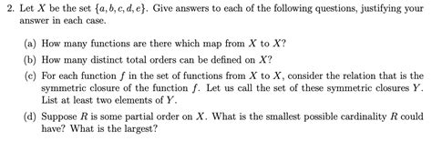 solved 2 let x be the set {a b c d e} give answers to each