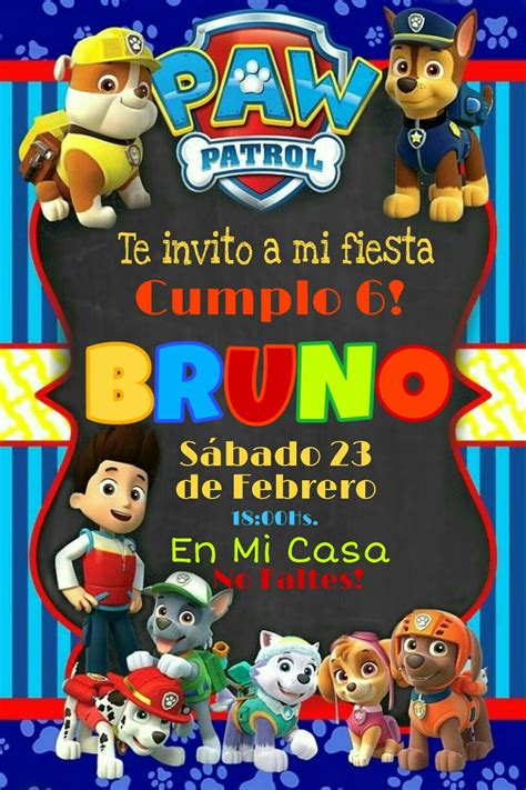 Invitaciones PAW Patrol Para Editar