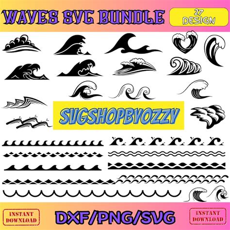 WAVE SVG Wave Bundle Svg Wave Cut Files Wave Clipart Wave Cricut
