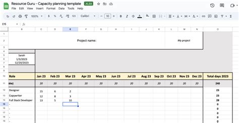 Free Resource Capacity Planning Template Resource Guru