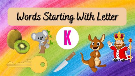 Words Starting With Letter K Learn Letter K Words With Pictures And